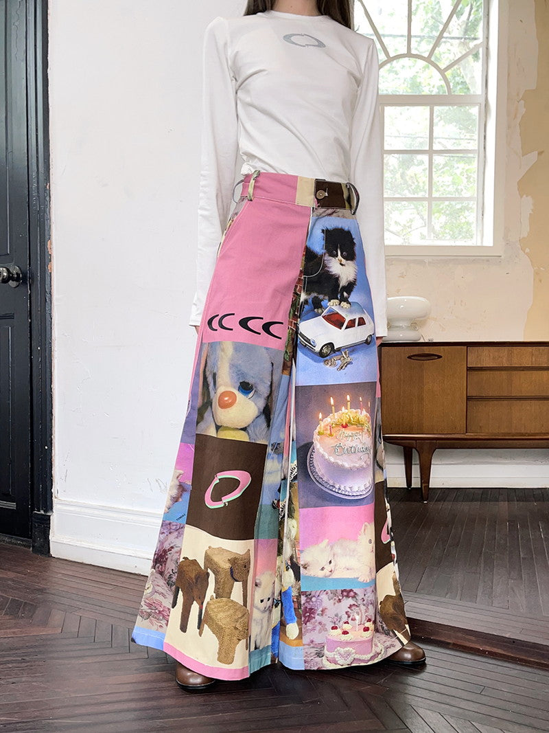Fancy Wide-Leg Casual Animal Picture Pants – FancyAdd