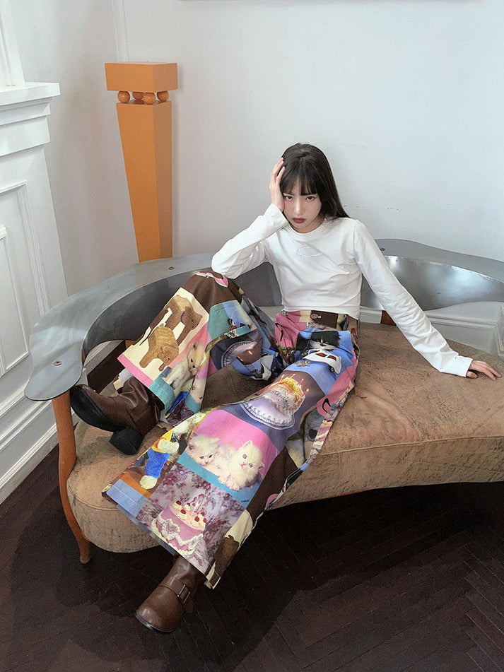 Fancy Wide-Leg Casual Animal Picture Pants – FancyAdd