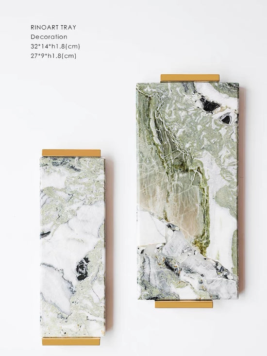 Cool Jade" Natural Marble and Brass Water Flow Luxury Tray – FancyAdd
