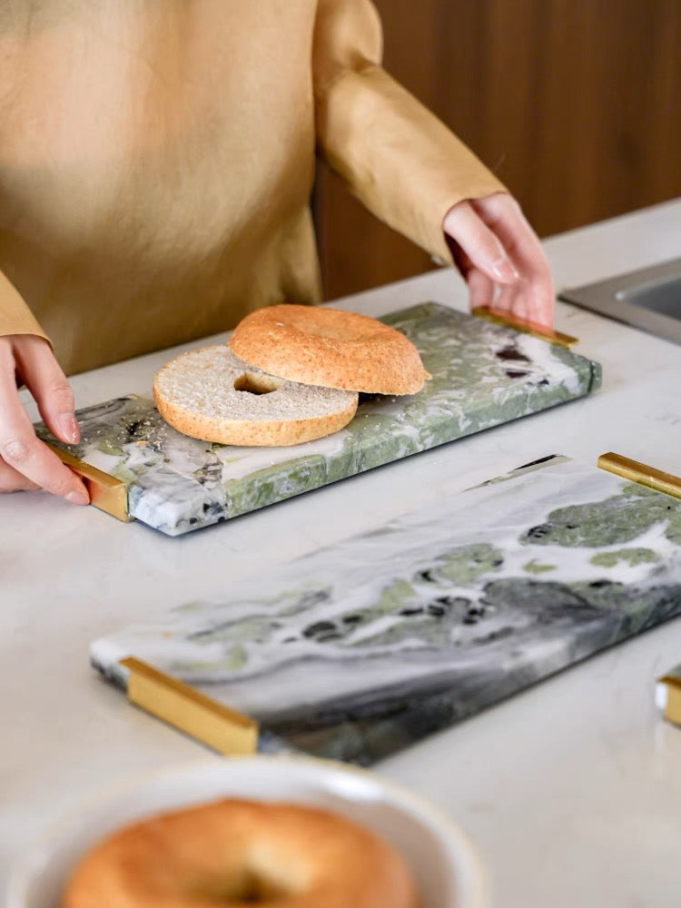 Cool Jade" Natural Marble and Brass Water Flow Luxury Tray – FancyAdd