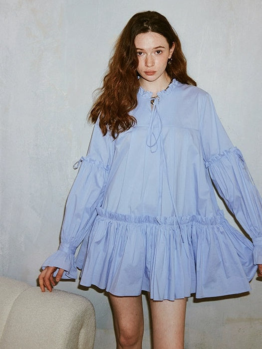 Gather Frill Stitch Ruffled Shirt Dress – FancyAdd