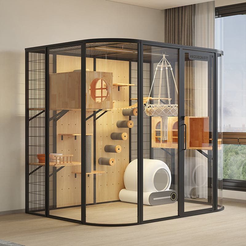 Glass Indoor Panorama Cat Villa Super Luxury Large Space Cat House ...